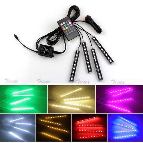 4pcs 9 LED 7 Colors RGB Vehicles Music Control LED Strip Lights Car ...