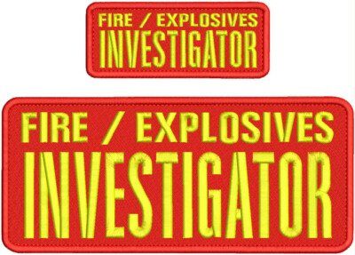 FIRE/EXPLOSIVES INVESTIGATOR EMB PATCH 4X10 & 2X5 HOOK ON BACK YELLOW ...