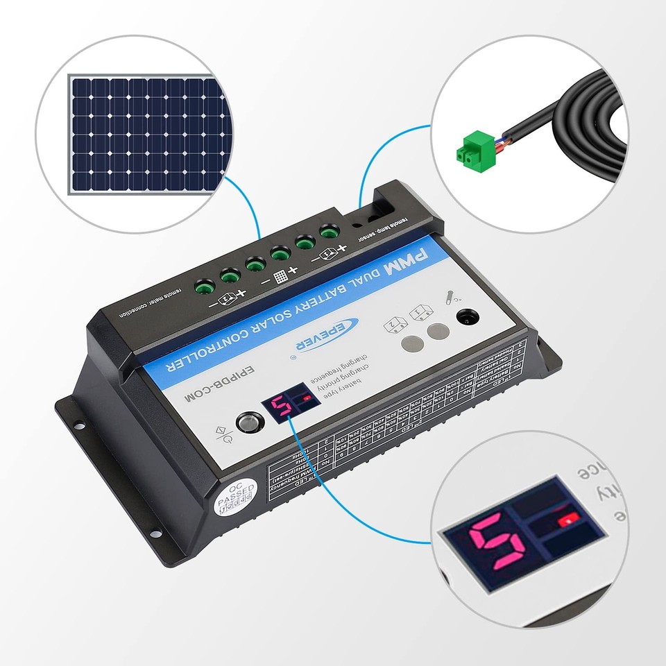 Dual Battery Solar Charge Controller 20a 12v 24v Duobattery Solar ...