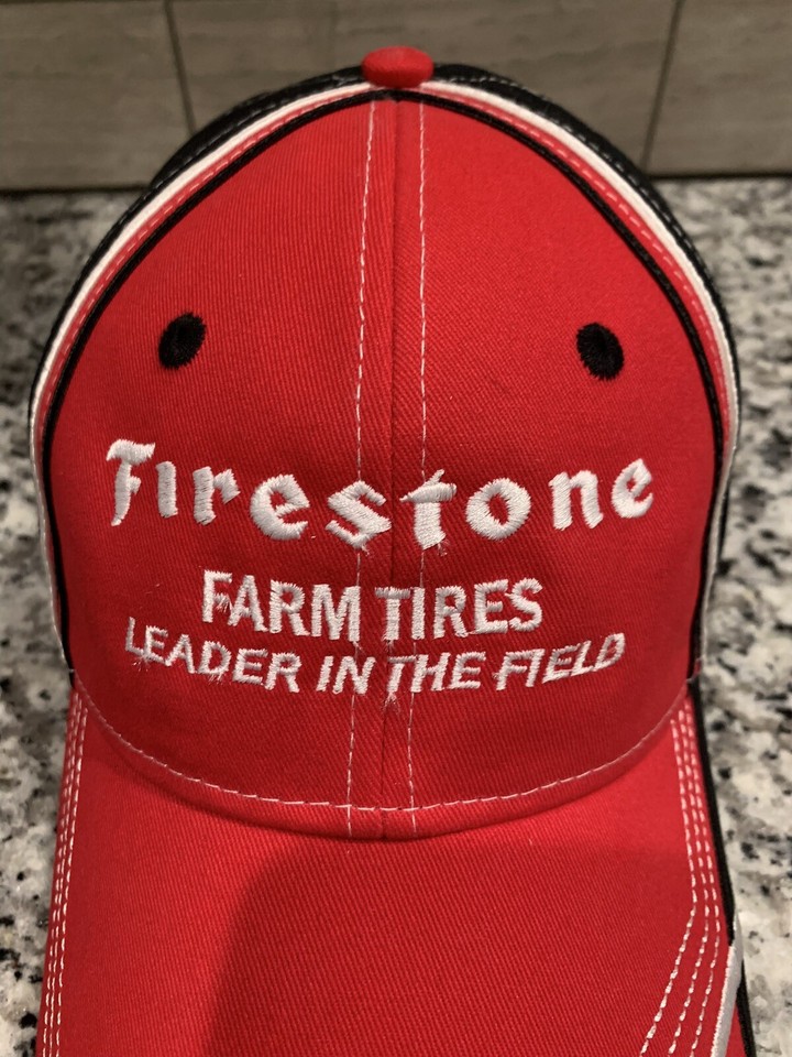 Firestone Logo Baseball Cap Black Red Cap Adjustable Tires Farming | eBay