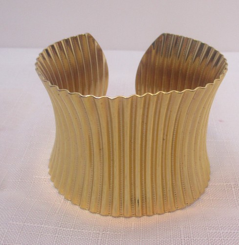 PARKLANE Gold Tone Ribbed Wide Cuff Bracelet | eBay