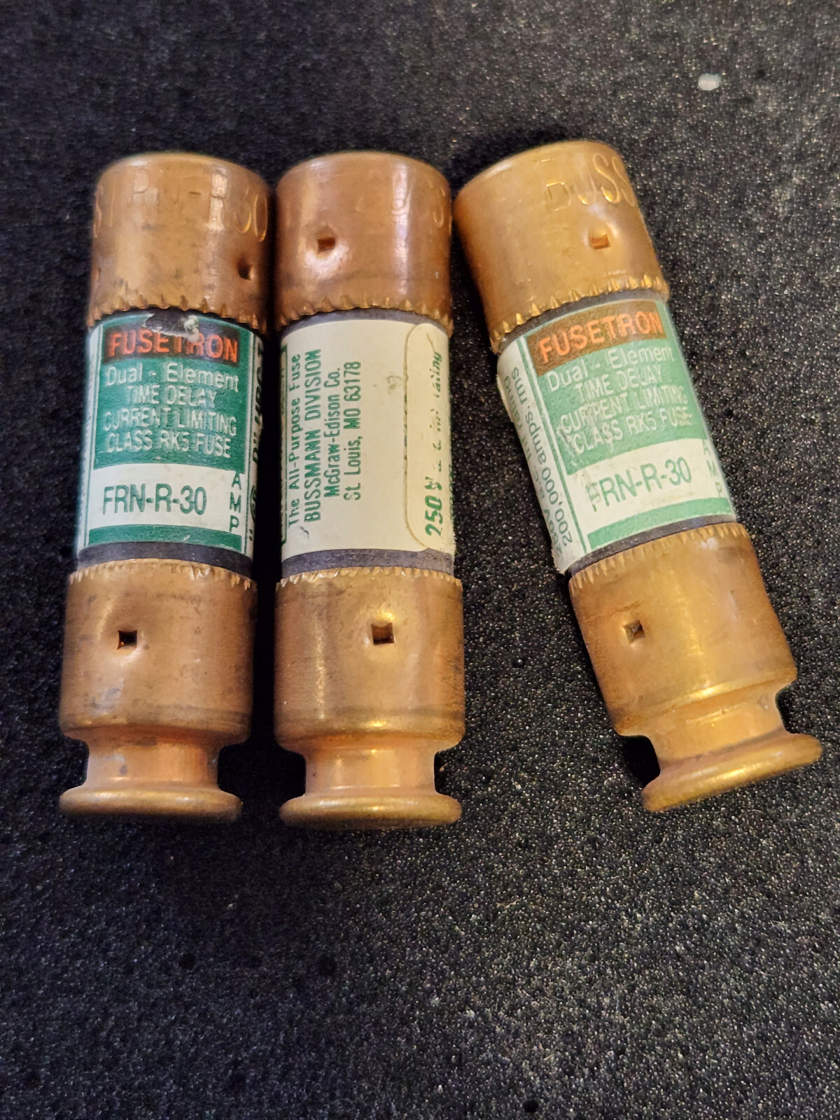 (3 pcs) Bussmann Power Fuse FRN-R-30, 250VAC, 200kA 30A, Time Delay ...