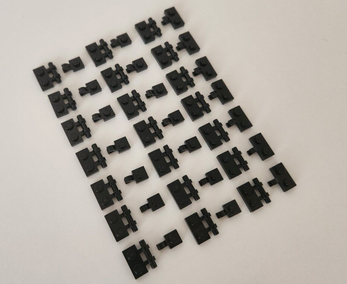 42 LEGO black modified plates: bar handles (2540) & clips (61252 ...