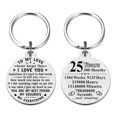25th Anniversary Keychain Gifts Steel Engraved 25 Year Anniversary ...