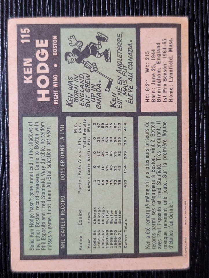 1971-72 OPC #115 Ken Hodge | eBay