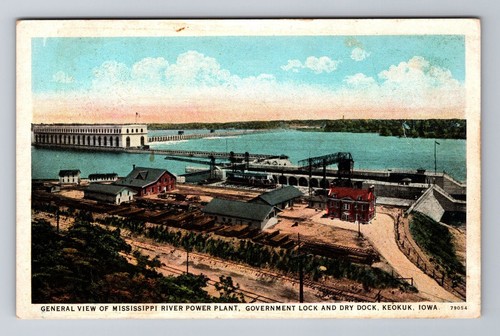 Keokuk IA-Iowa, Aerial Of Mississippi River Power Plant, Vintage ...