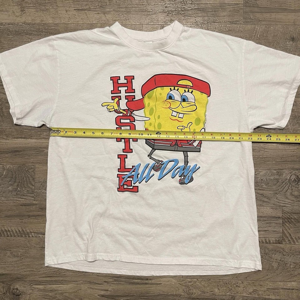 y2k Style Spongebob SquarePants Hustle All Day Large Graphic Print Tee ...