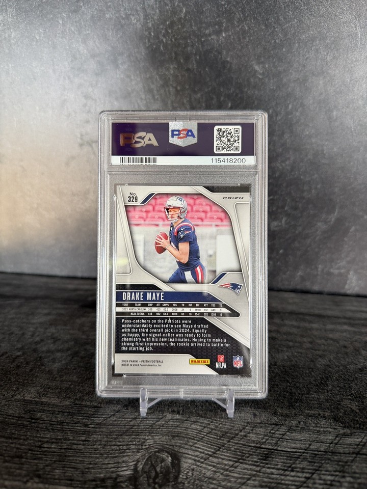 2024 Panini Prizm - Rookie Drake Maye #329 Red White & Blue PSA 9 color ...
