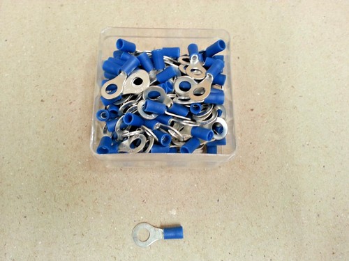 100 Pc Electrical Insulated Crimp Terminals BLUE Eyelet Connector 8.4mm ...