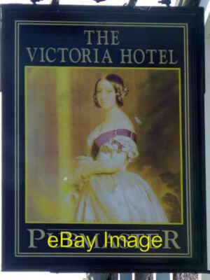 Photo 6x4 Sign for the Victoria Hotel Norham The sign depicts Queen ...