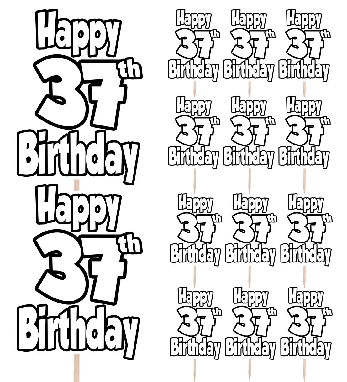 37th Birthday Number Cupcake Party Food Cake Toppers Decorations Picks ...