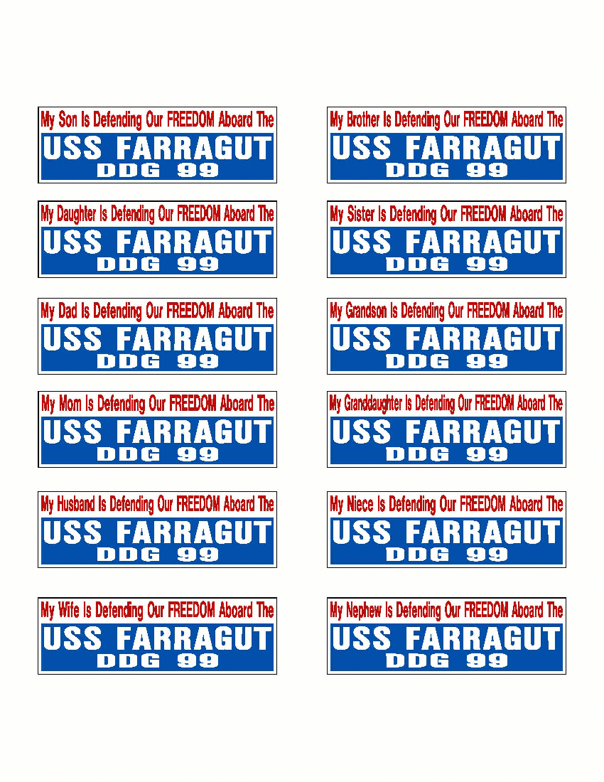 USS FARRAGUT DDG 99 3 X 9 Decal U S Navy USN Military B01 | eBay