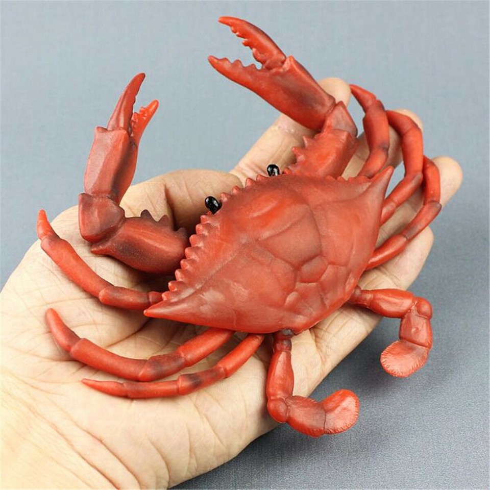 Large Red Crab Realistic Sea Animal Model PVC Plastic Solid Figure Toy ...