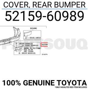 5215960989 Genuine Toyota COVER, REAR BUMPER 52159-60989 | eBay