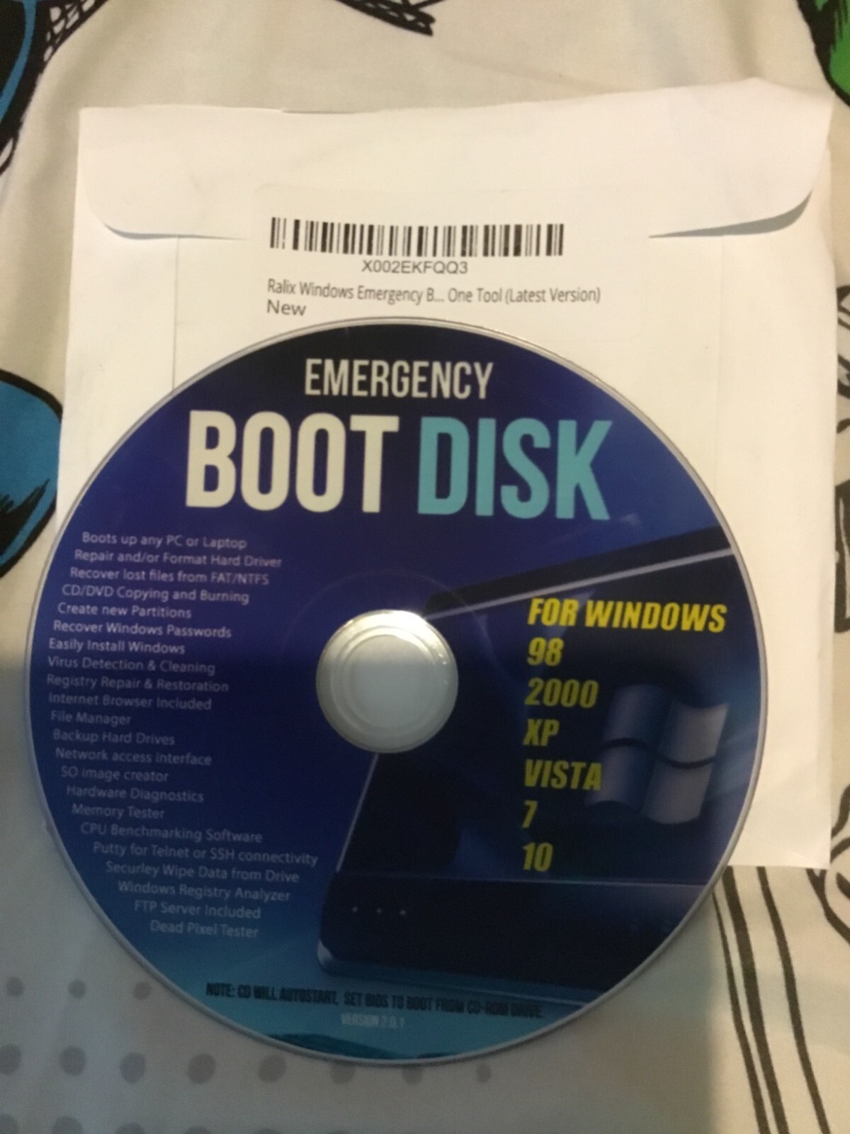 Windows Emergency Boot Disk For Windows 98, 2000, XP, Vista, 7/10 PC ...