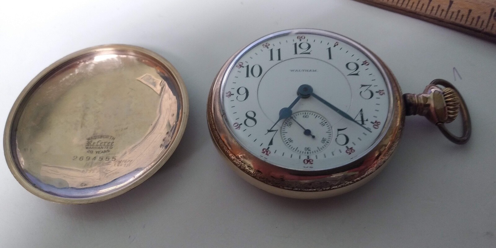 18S American Waltham Rose GF pocket watch 54.1mm diameter (total), 42mm ...