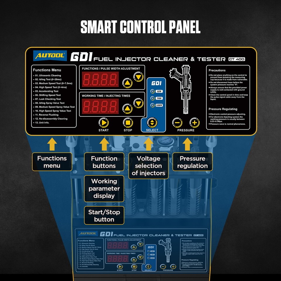 GDI Fuel Injector Cleaner & Tester 6-Cylinder Ultrasonic Cleaning ...
