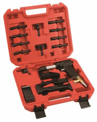 AIRCRAFT TOOLS NEW DELUXE 777 RED BOX 3X RIVET GUN KIT WITH BLOCKS ...