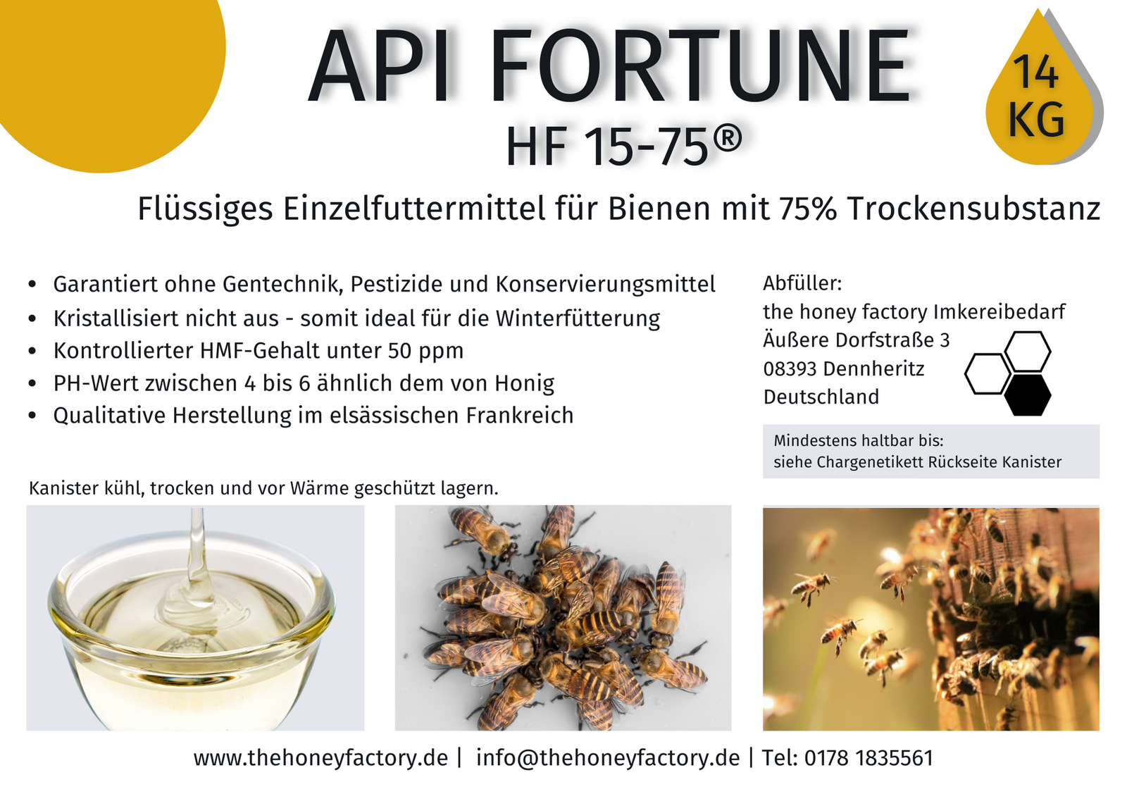 Bienenfutter 14 KG Kanister Sirup API FORTUNE Futtersirup Bienensirup ...