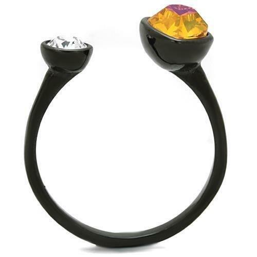 TK1738 - IP Black(Ion Plating) Stainless Steel Ring with Top Grade ...