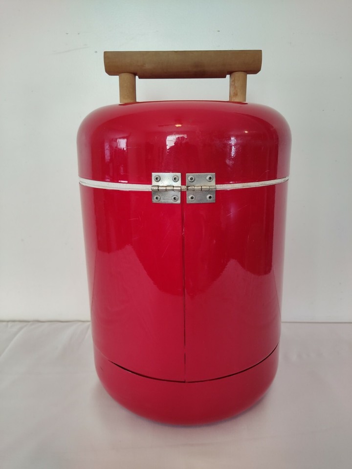 Vintage 1960's Round Coca Cola Metal Cooler Red Styrofoam Picnic Camp ...