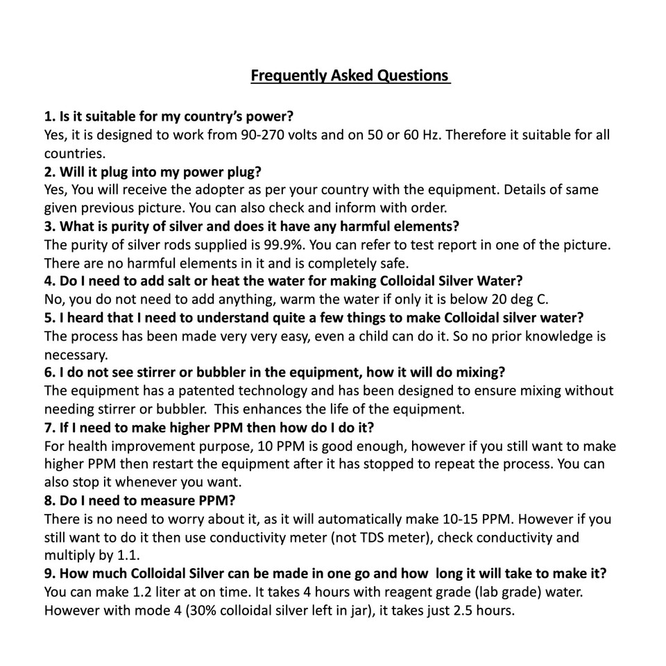 SILVERHEAL Colloidal Silver Generator I Fully Automatic I 2.3 mm silver ...