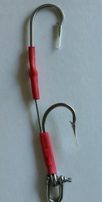 1x Quality Stainless Steel 8/0 Double Hook Rig w/ shackle for Big Game ...