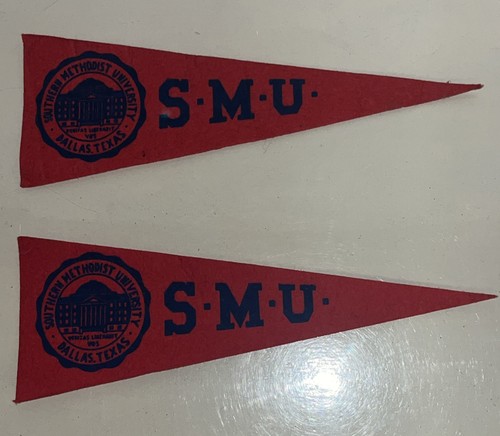 Vintage 1950's SMU Hormel Mini Pennant 9.5" x 3.5” MUSTANGS SOUTHERN ...