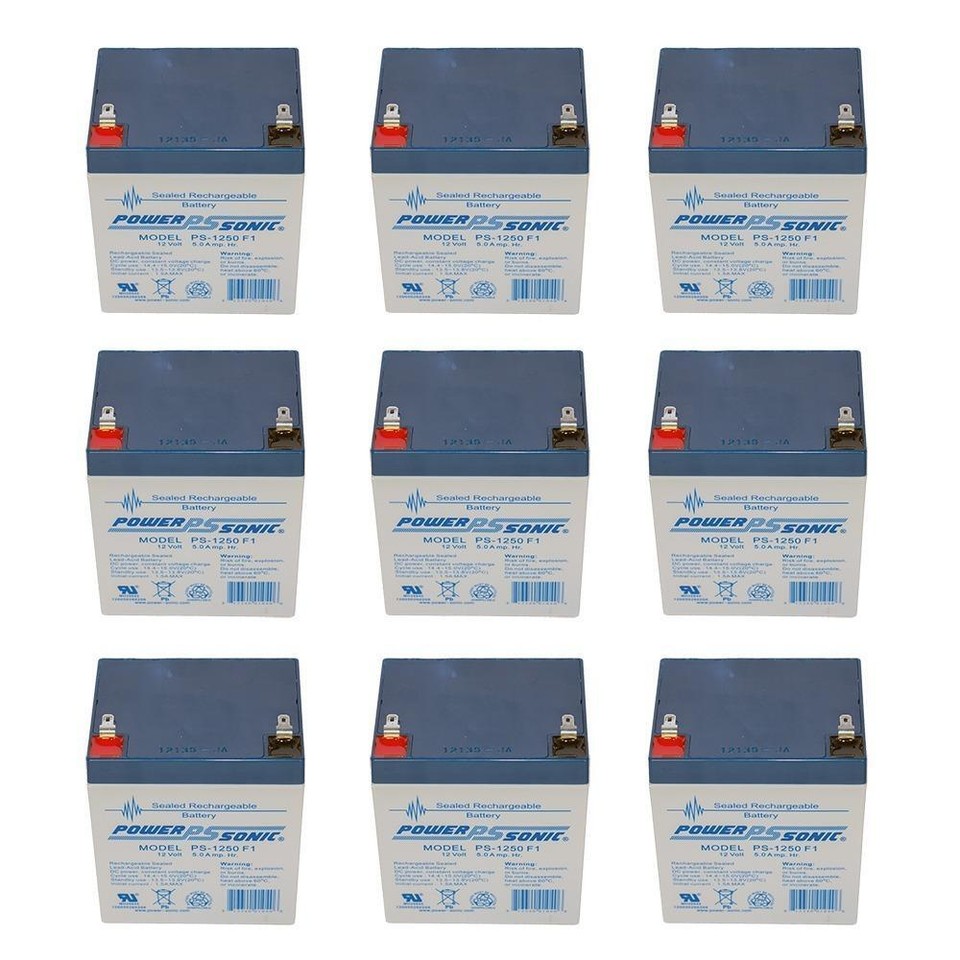 Power-Sonic 12V 5AH SLA Battery Replacement for APC RBC117 UPS - 9 Pack ...