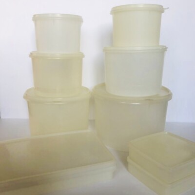 Vintage Tupperware Clear Sheer Canister Lot of 9 Stacking Many Sizes ...