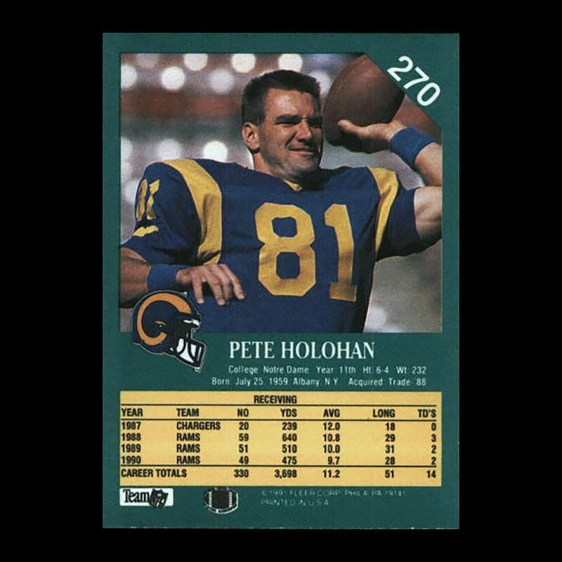 1991 Fleer Football #270 - Pete Holohan [Base] Los Angeles Rams NM-MT ...