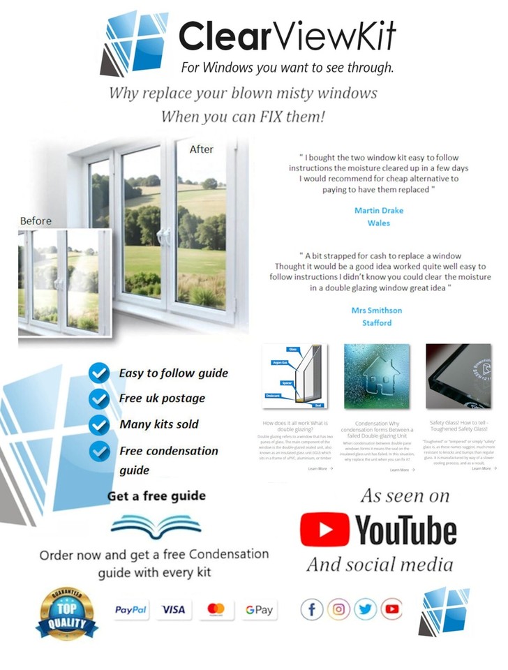 1-10 x Window kit Clears Condensation Failed Blown Double Glazing ...