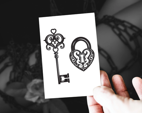 Kink Ink "Chastity Lock and Key" Temporary Tattoo Kinky Adult Sticker ...