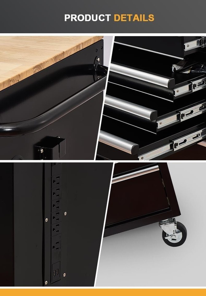 46In 9-Drawers Rolling Tool Chest Storage Cabinet/Work Bench 1200 lbs ...