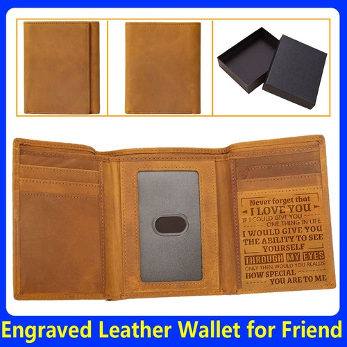 Mens Engraved Leather Trifold Wallets Personalized Gift for Fiance ...