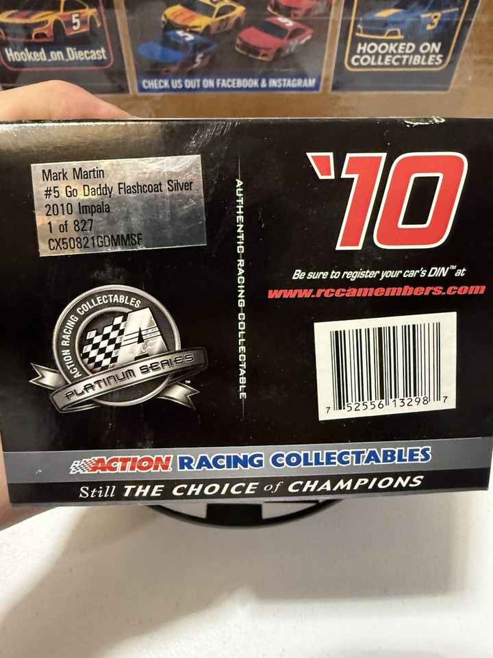 RARE* Mark Martin #5 Go Daddy FLASHCOAT SILVER 2010 COT 1/24 Nascar ...