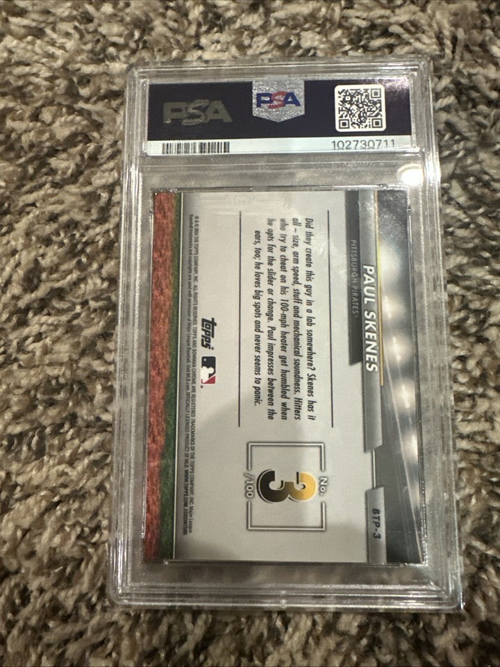 2024 Bowman - Scouts Top 100 Paul Skenes #BTP-3 Aqua Refractor /125 PSA ...