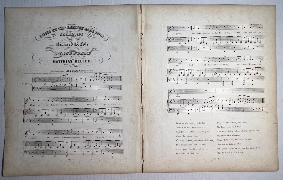 Antique Victorian Sheet Music 1860's Come The Ladies Fair Love Matthias ...