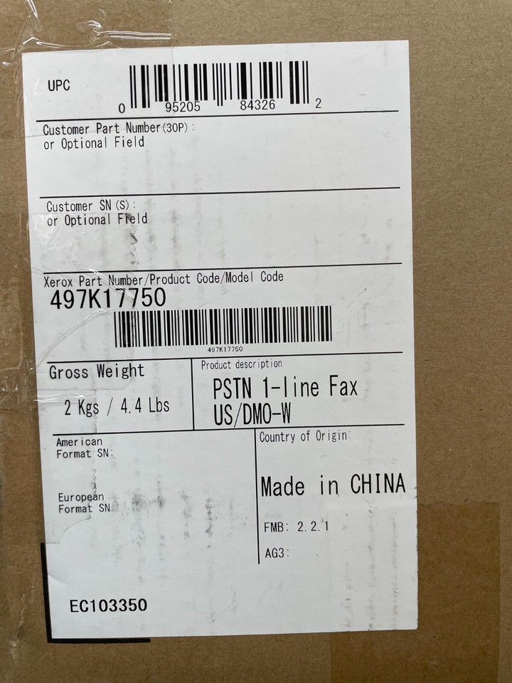 Xerox Single Line Fax Kit 497K17750 - Brand New! | eBay
