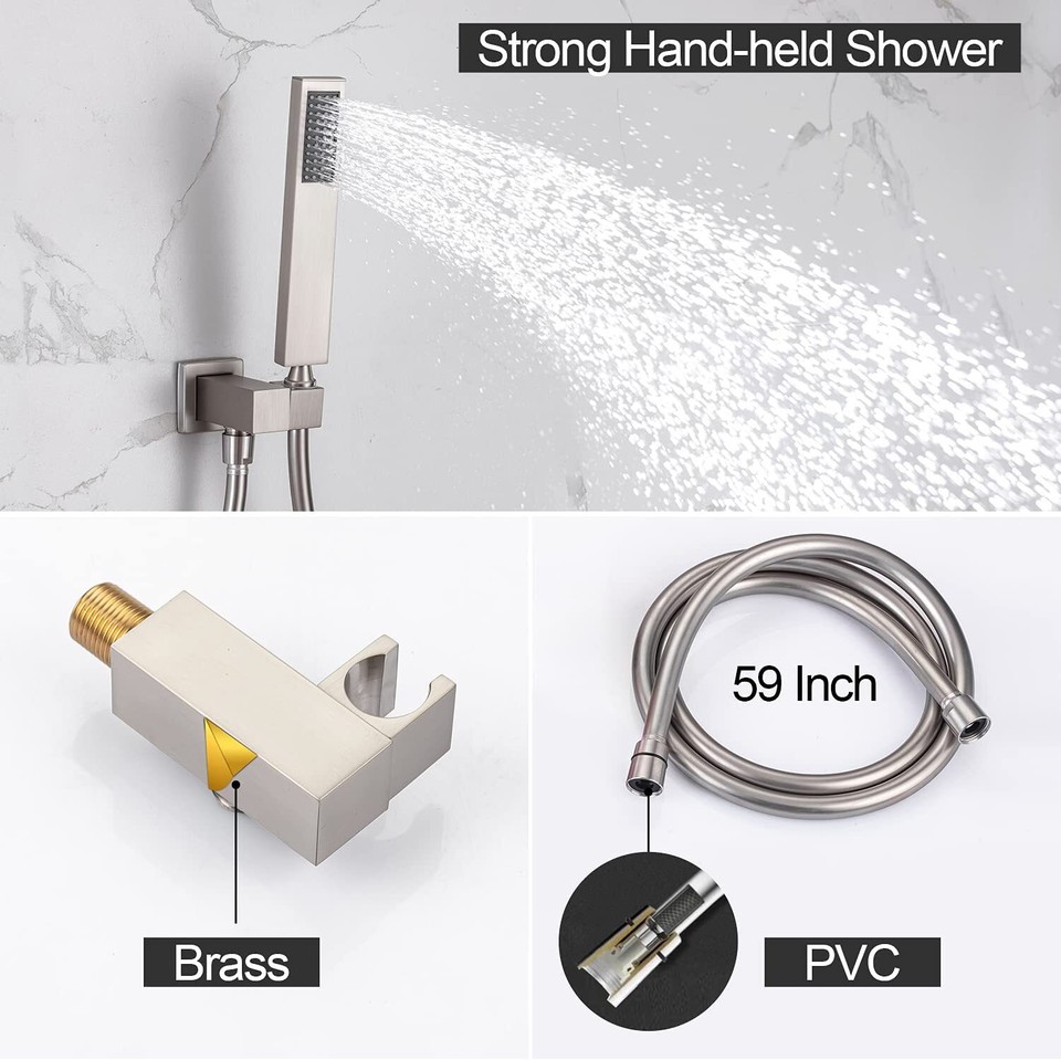 Ceiling Mounted Shower Faucet Set Rain Shower Head Combo Kit With ...