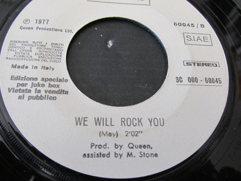 45 RPM Queen - We Will Rock You / We Are The Champions Jukebox Edition ...