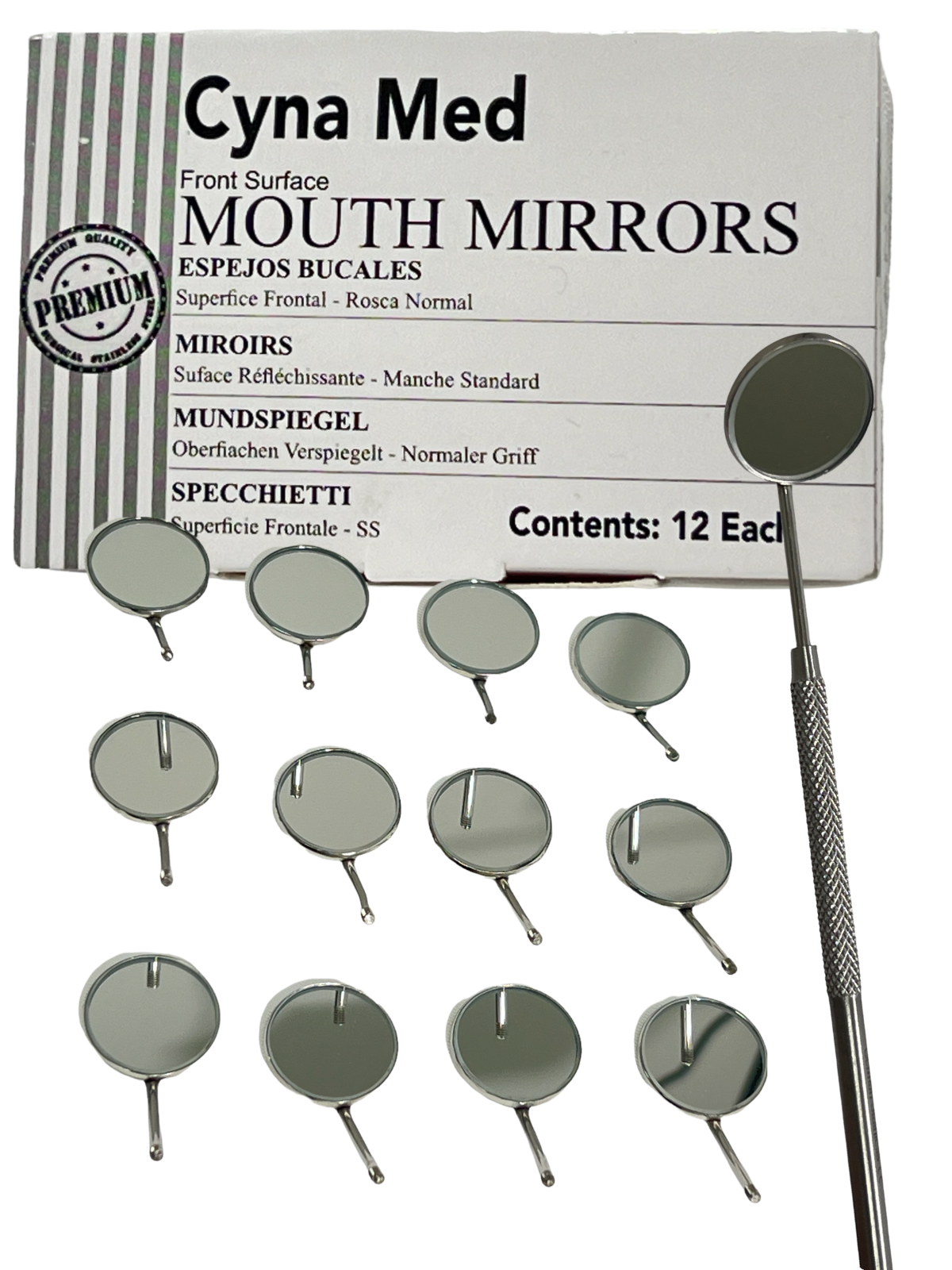 Dental Mouth Mirrors Size #5 Cone Socket Dental Instruments Pack of 12 ...