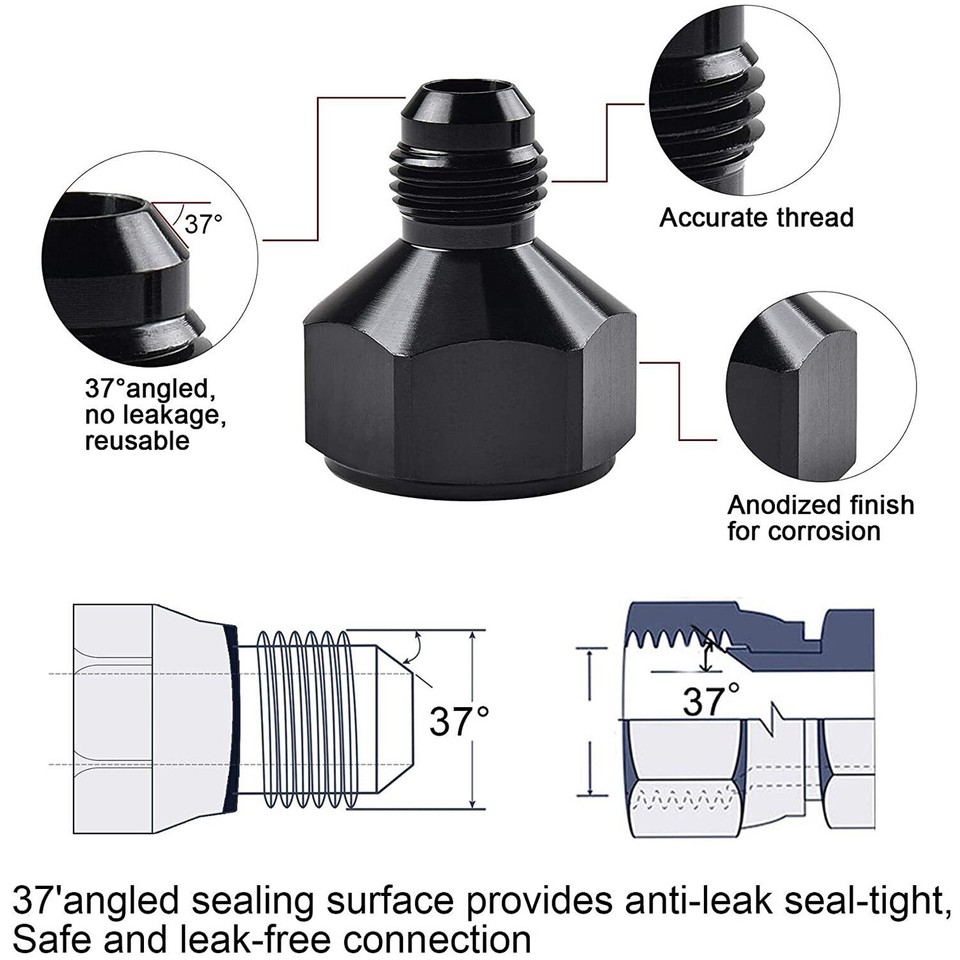2PC Set 10AN Female to 6AN Male Flare Reducer Fitting Fuel Cell ...