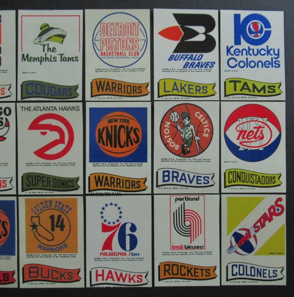 1973-74 Topps Basketball Sticker Lot 22 Diff. Nets Tams Lakers Celtics ...