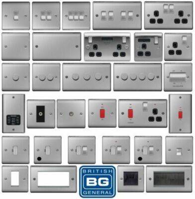 BG Brushed Steel Light Switches & Sockets Full Range Satin Chrome Black ...