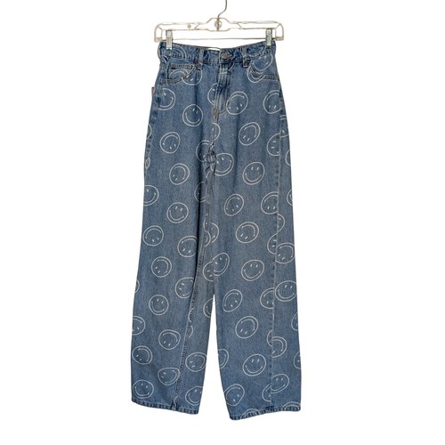 SMILEY x H&M Smiley Face Wide Leg Relaxed Slouchy Jeans Women's 24* | eBay