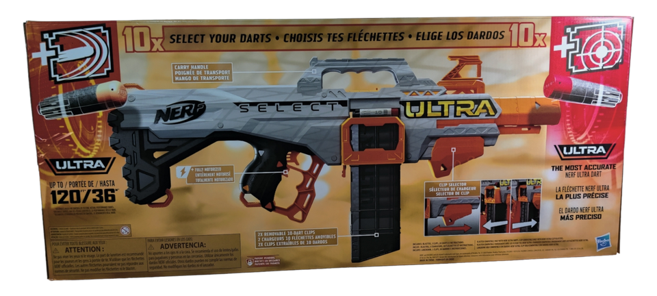 NERF Ultra Select Motorized Blaster 20 Ultra Darts Dual Clips By Hasbro ...