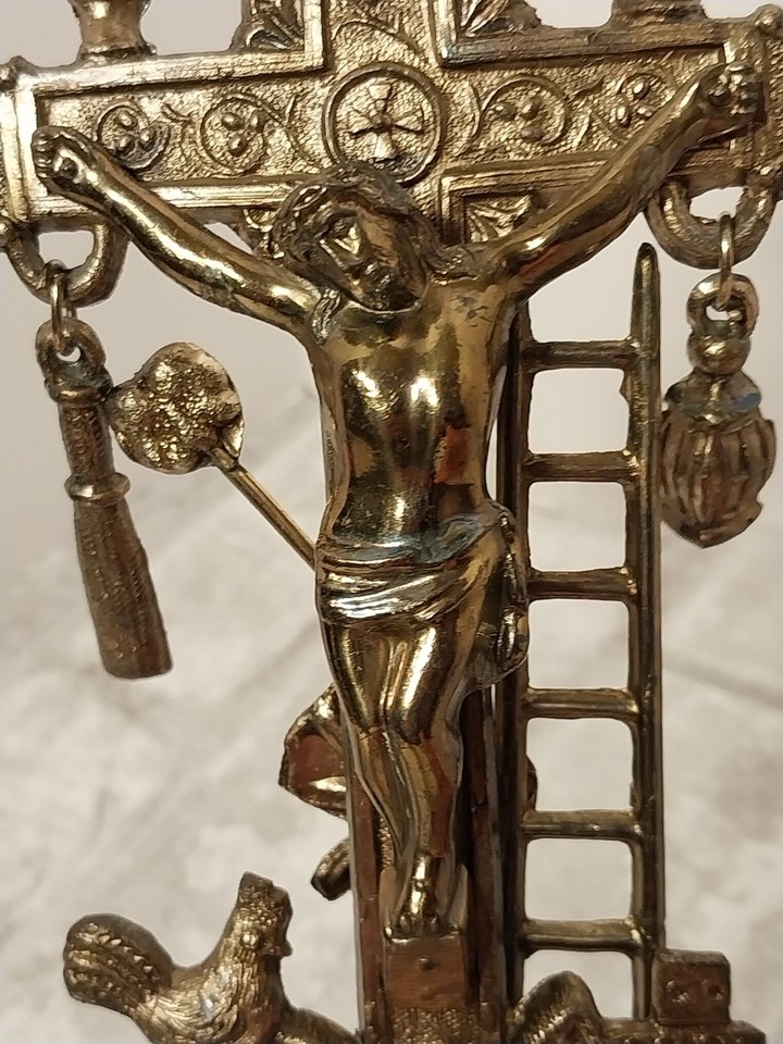 Antique French Arma Christi Ormolu Brass Cross Crucifix Religious ...