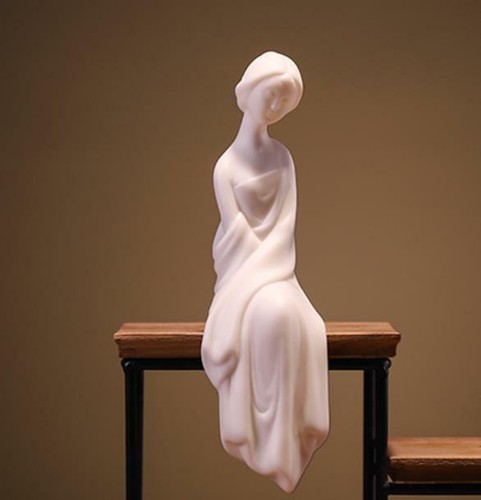 7" Chinese White Porcelain Ceramics Beautiful Woman Figurine Statue ...