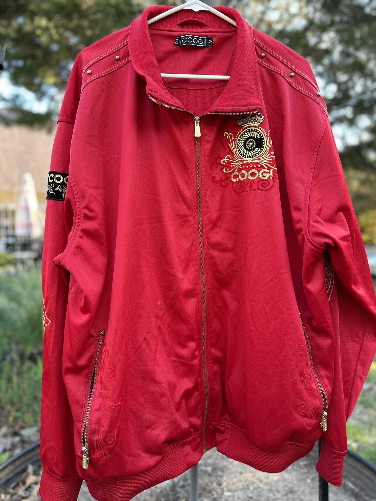 Vintage Rare COOGI LOGO Men's 3XL Red Gold Full Zip Pockets Polyester ...